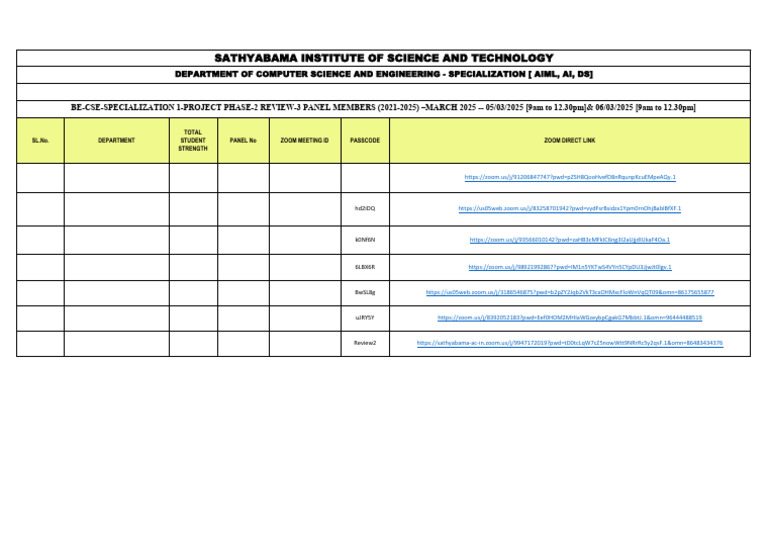Student Copy Be-Cse-Spl 1-Project Phase-2 Review-3 Panel Details | PDF