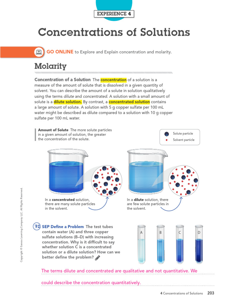 Understanding Concentration and Molarity | PDF | Concentration | Molar ...