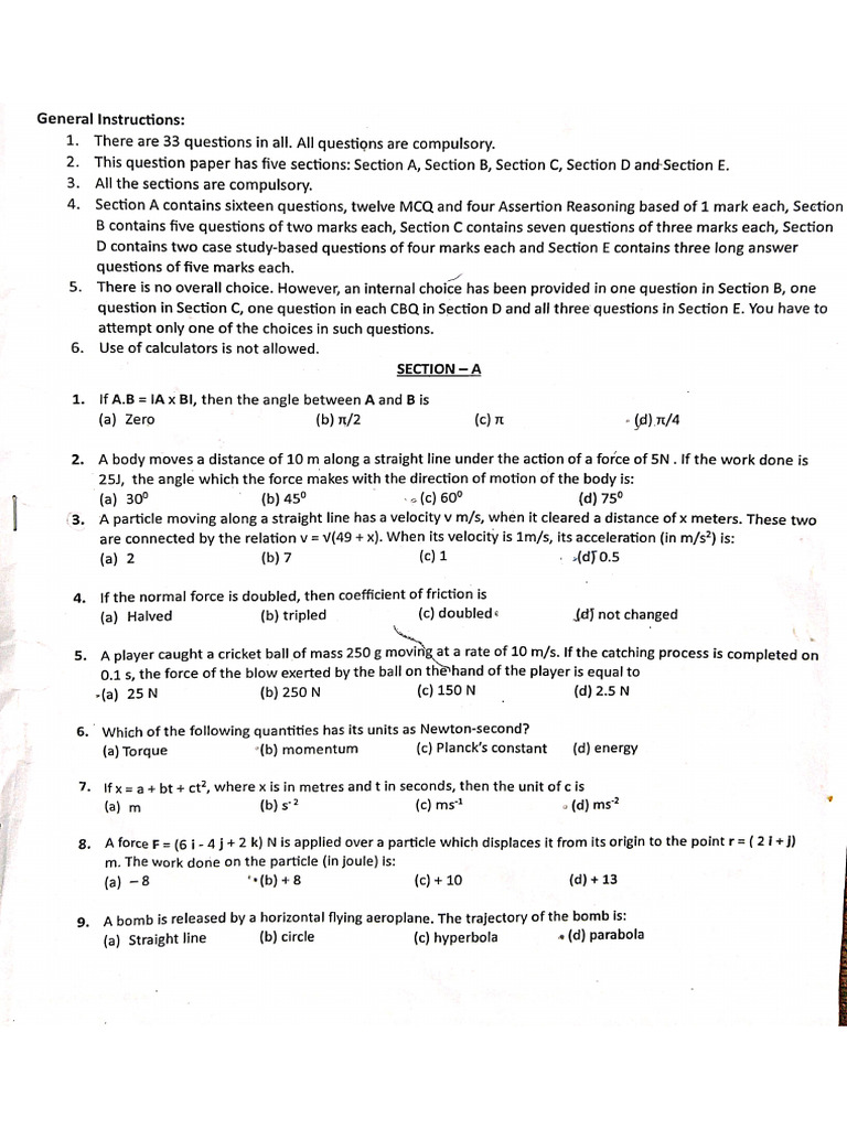 Sample Question Paper | PDF