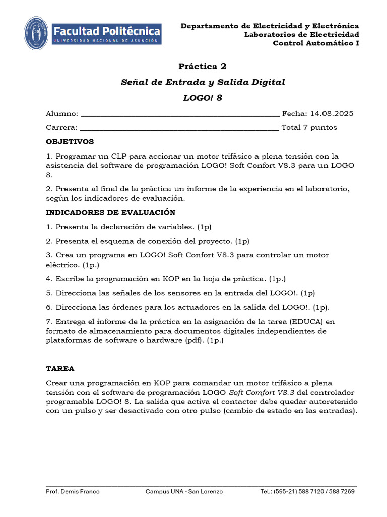 Señal de Entrada y Salida Digital Logo! 8: Práctica 2 | PDF ...