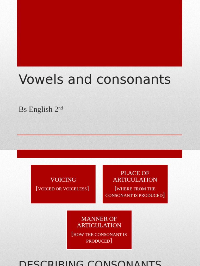 Vowels and Consonants | PDF | Consonant | Phonology