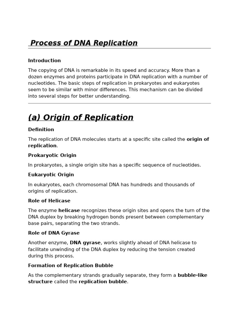 Process of DNA Replication | PDF | Dna Replication | Primer (Molecular ...