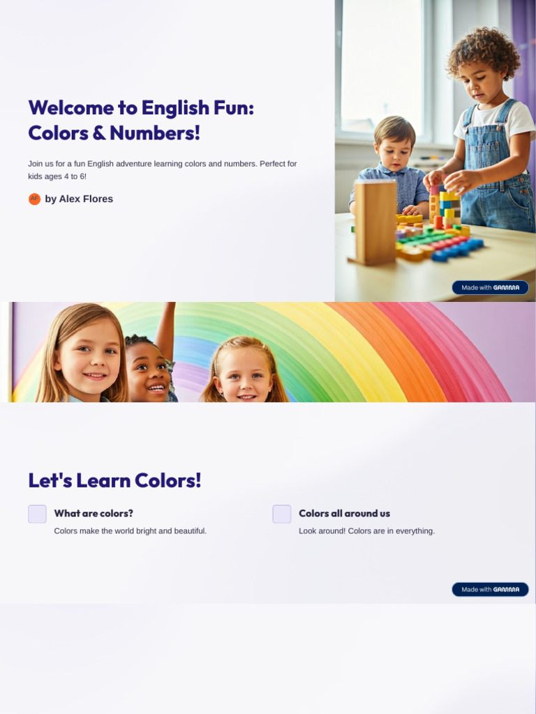 English Fun: Learn Colors & Numbers | PDF