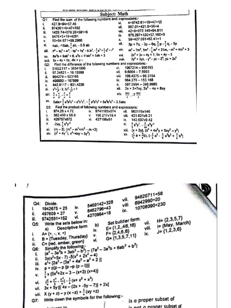 Maths Summer Task | PDF