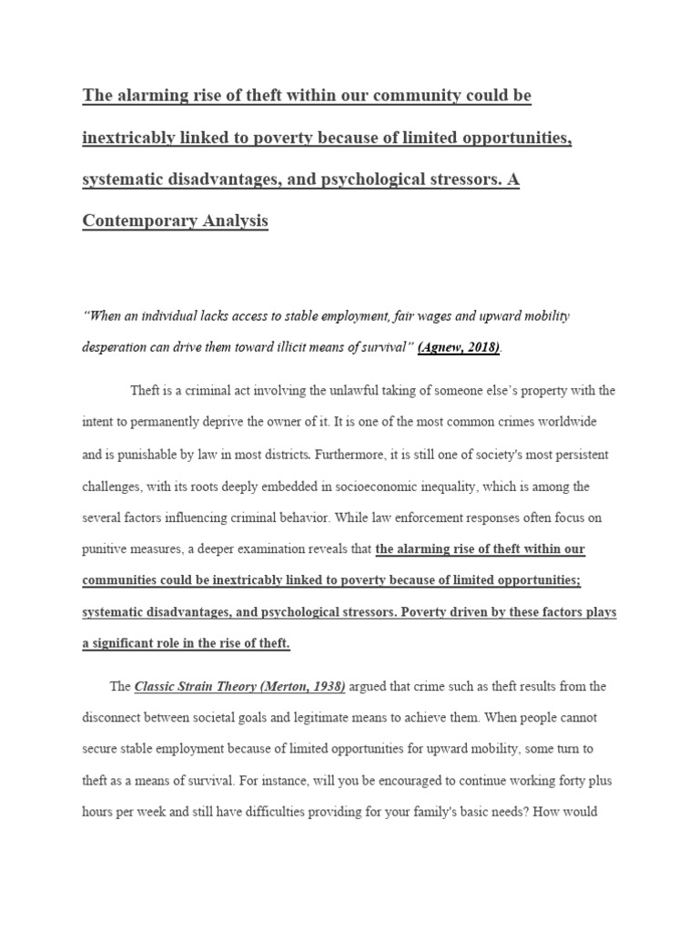 Crime and Its Link To Poverty An Evidence-Based Analysis | PDF | Crimes ...