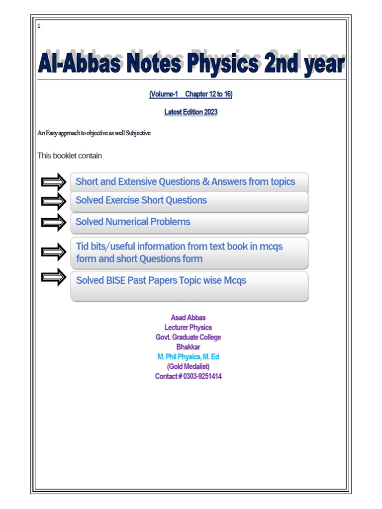 Physics 12th Combined Notes 23 | PDF | Capacitance | Dielectric
