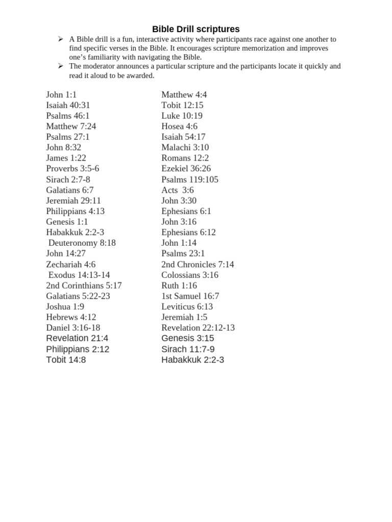 Bible Drill Scriptures | PDF