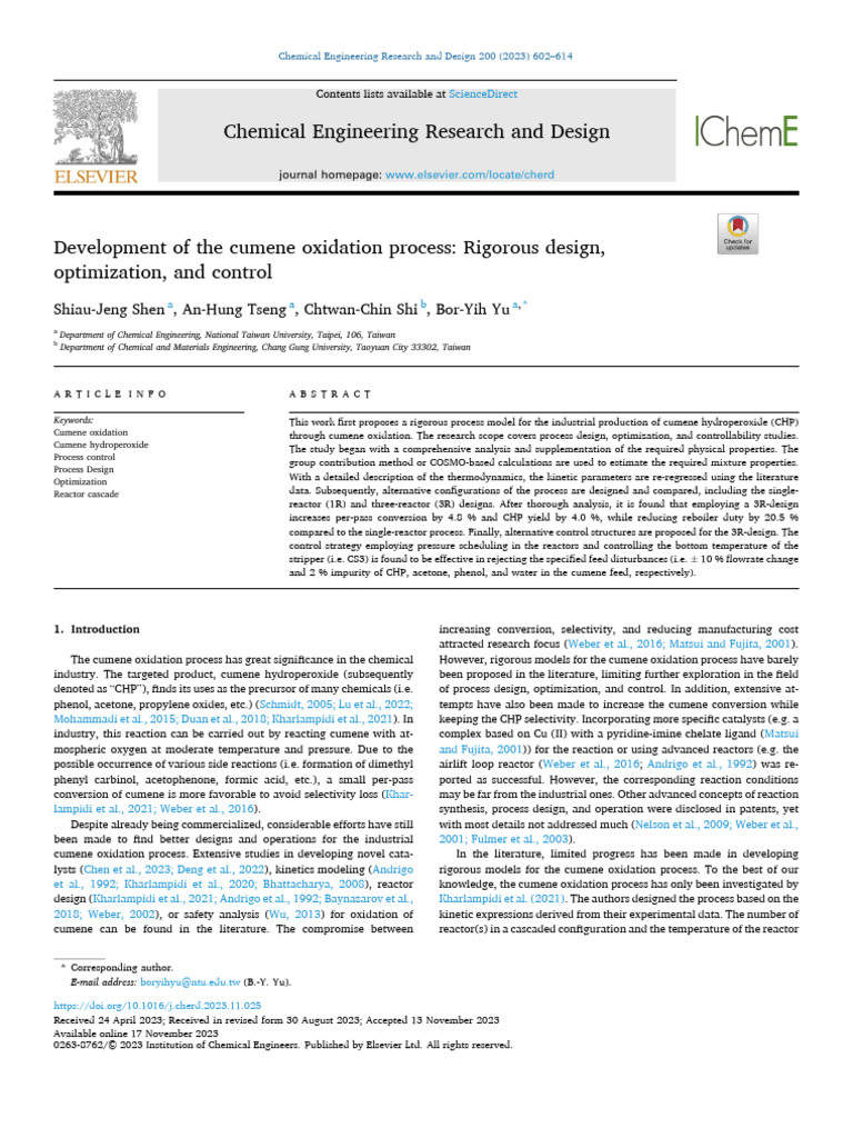 Cumene Oxidation Process Optimization | PDF | Phase (Matter) | Chemical ...