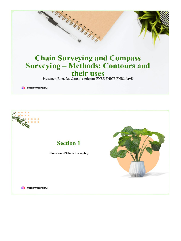 1 - Chain Surveying and Comoass Surveying - Methods, Contours | PDF