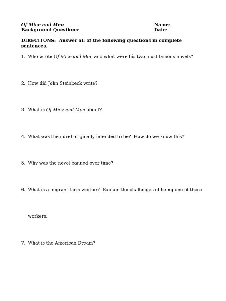 Background Information Questions | PDF