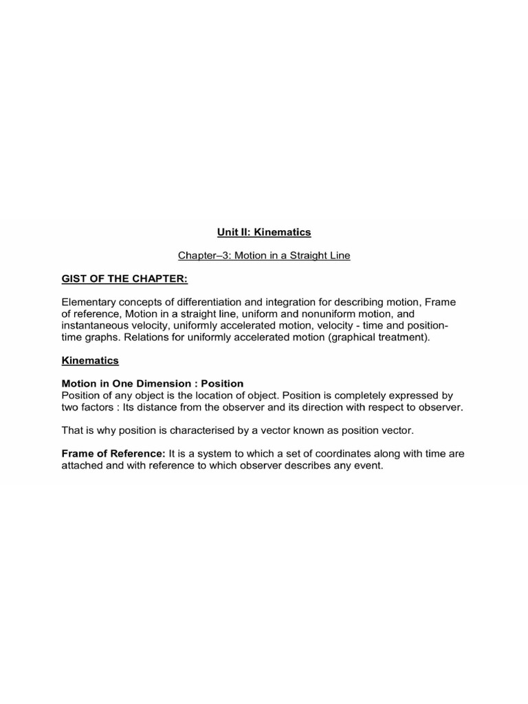 Motion in Straight Line Notes 2 | PDF