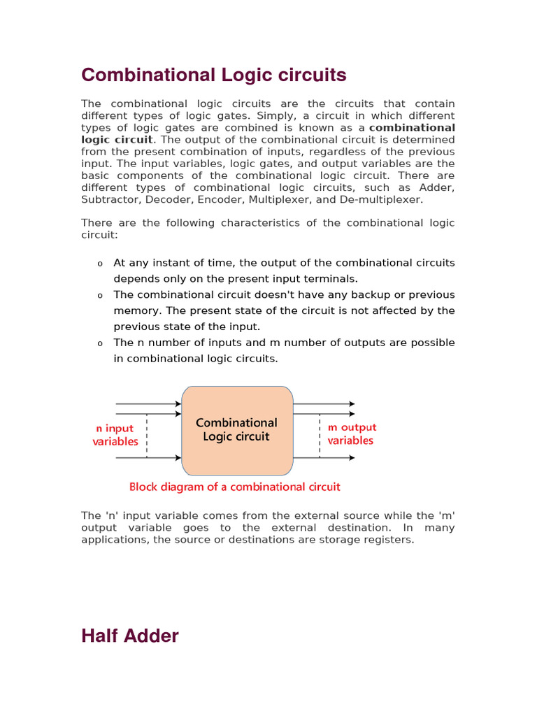 Combinational Logic Circuits | PDF | Logic Gate | Digital Electronics