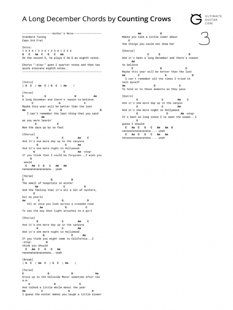 A Long December Chords | PDF