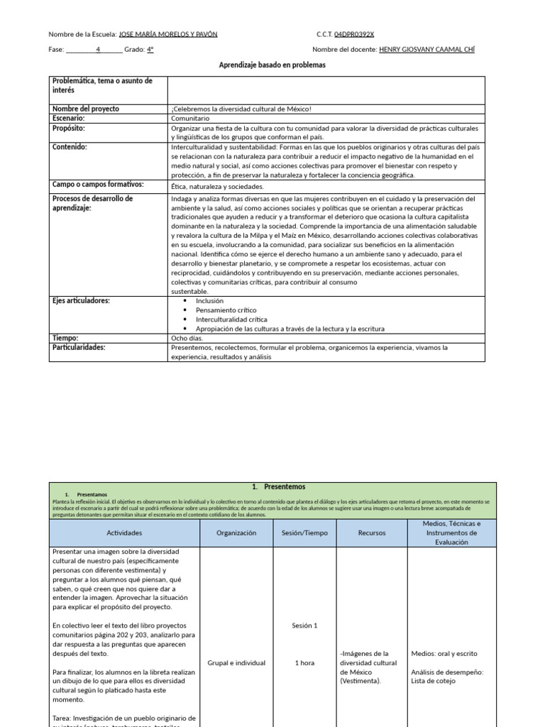Metodología ABP - Celebremos La Diversidad Cultural de México - Henry | PDF | Sustentabilidad ...