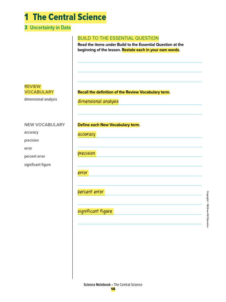 CH 1 Lesson 3 Guided Notes | PDF | Significant Figures | Applied ...