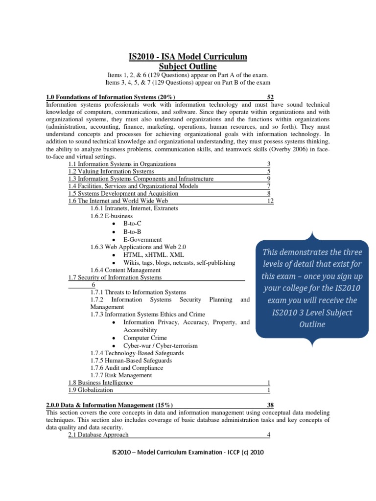 Is2010 2-Level Subject Outline | PDF | Information System | Project ...