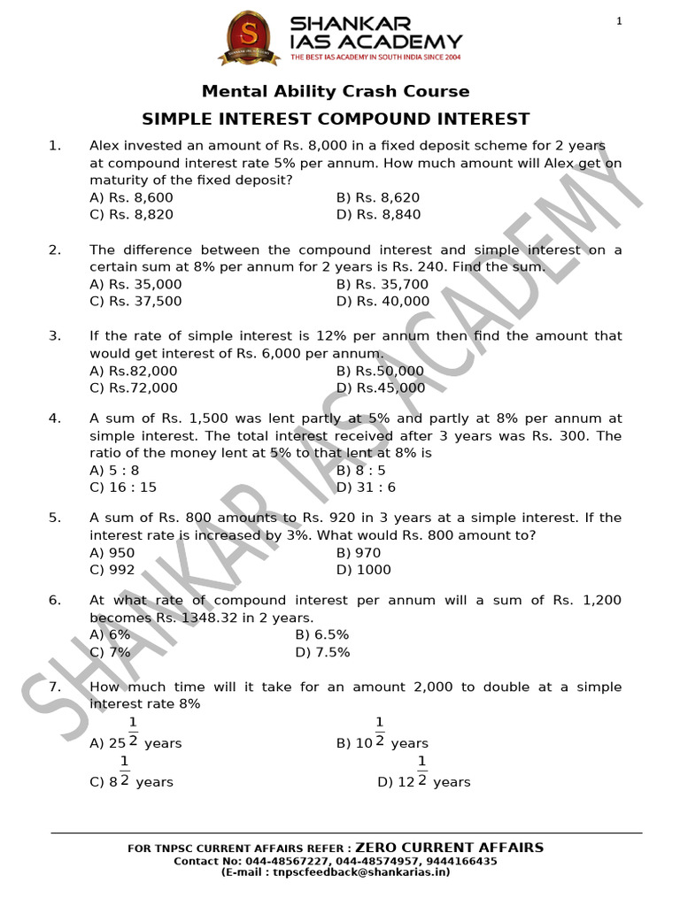 Simple Interest Compound Interest | PDF | Interest | Compound Interest