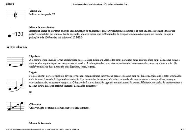 Símbolos da Notação Musical Moderna | PDF