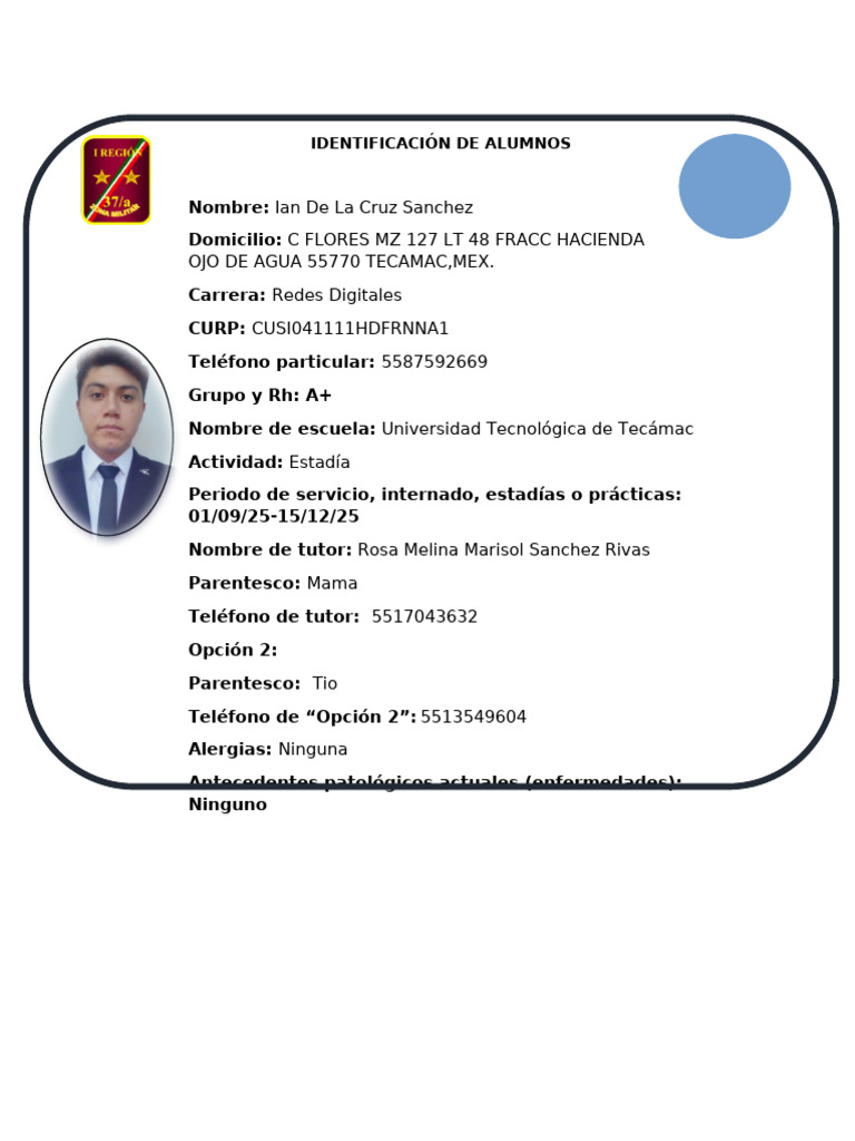 Identificación de Alumno: Ian De La Cruz | PDF