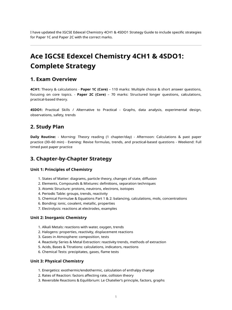 IGCSE Edexcel Chemistry Strategy Guide | PDF | Chemistry | Chemical ...