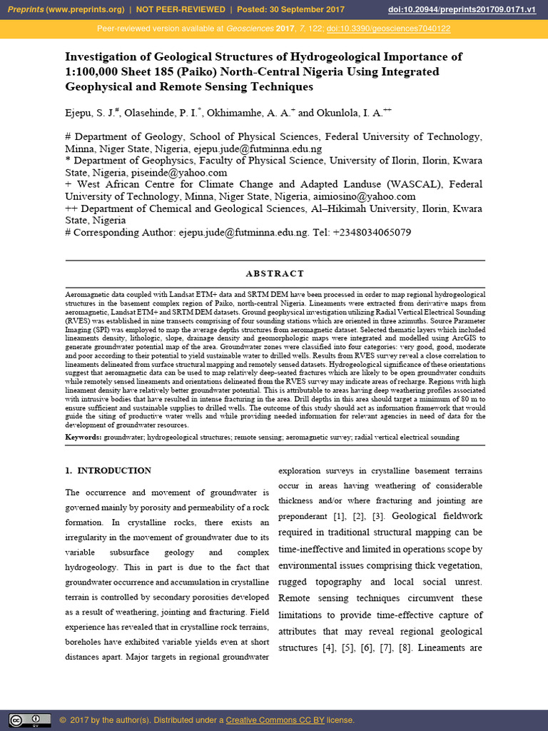 Investigation of Geological Structures o | PDF | Hydrogeology | Groundwater