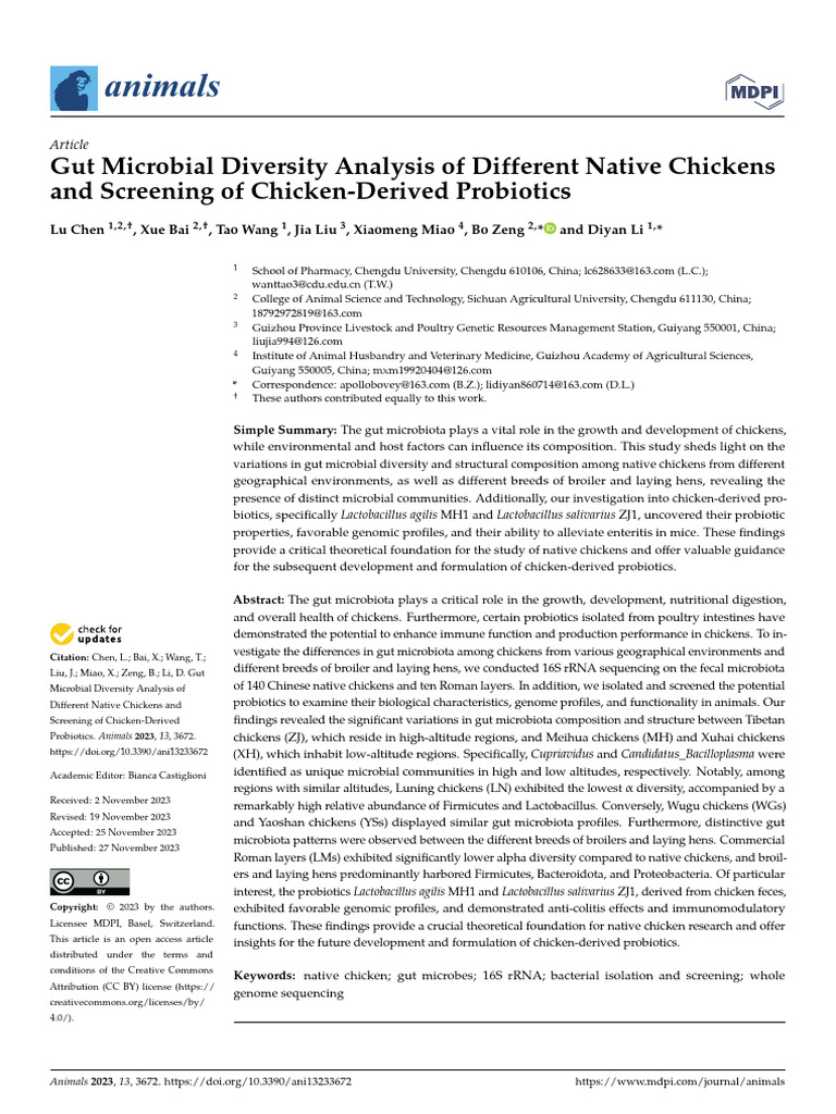Gut Microbial Diversity Analysis of Different Native Chickens | PDF ...