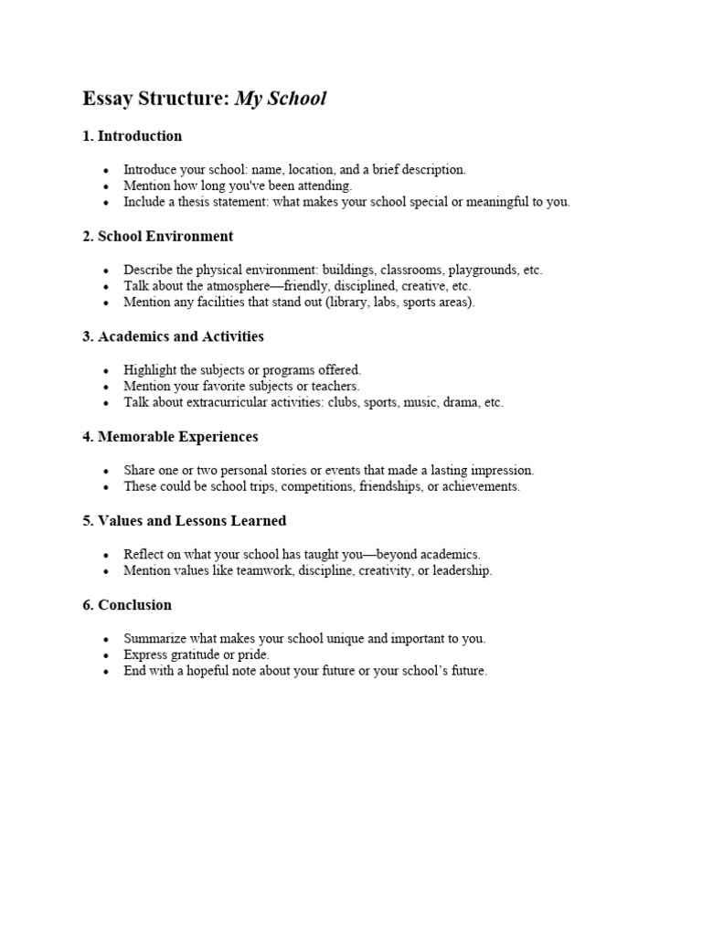My School: A Personal Reflection Essay | PDF