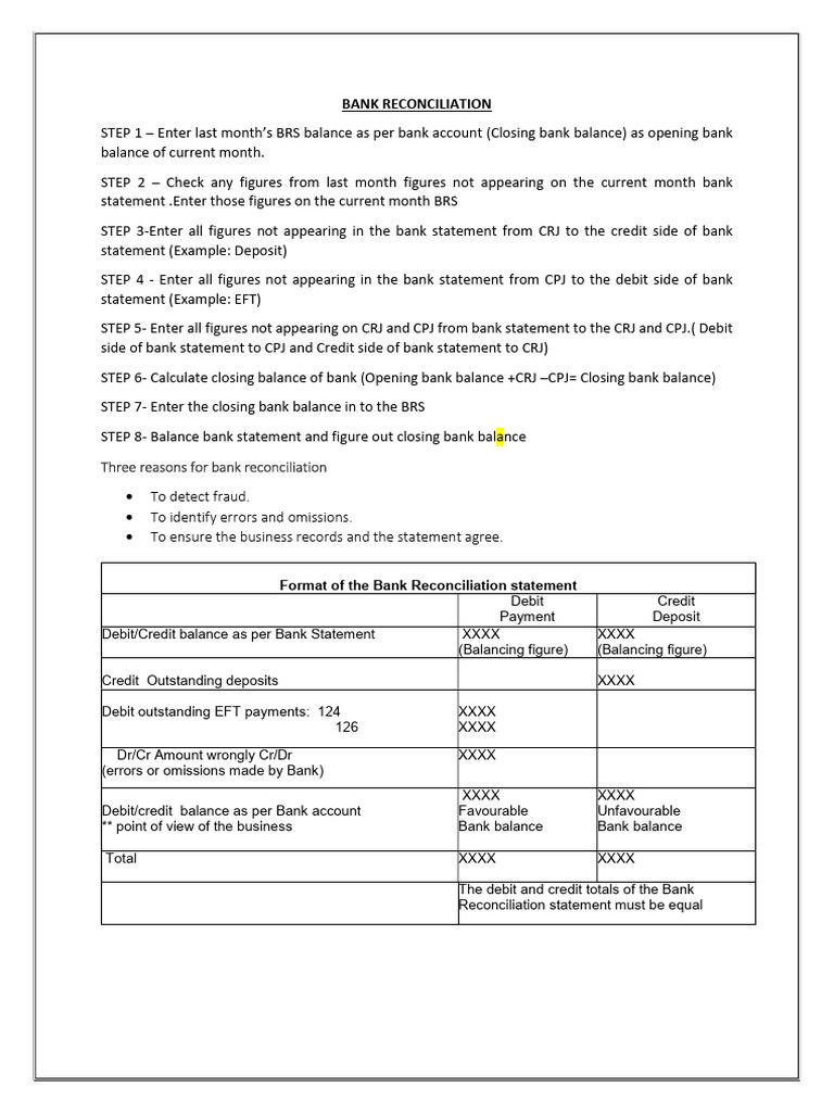 Bank Reconciliation Process Guide | PDF
