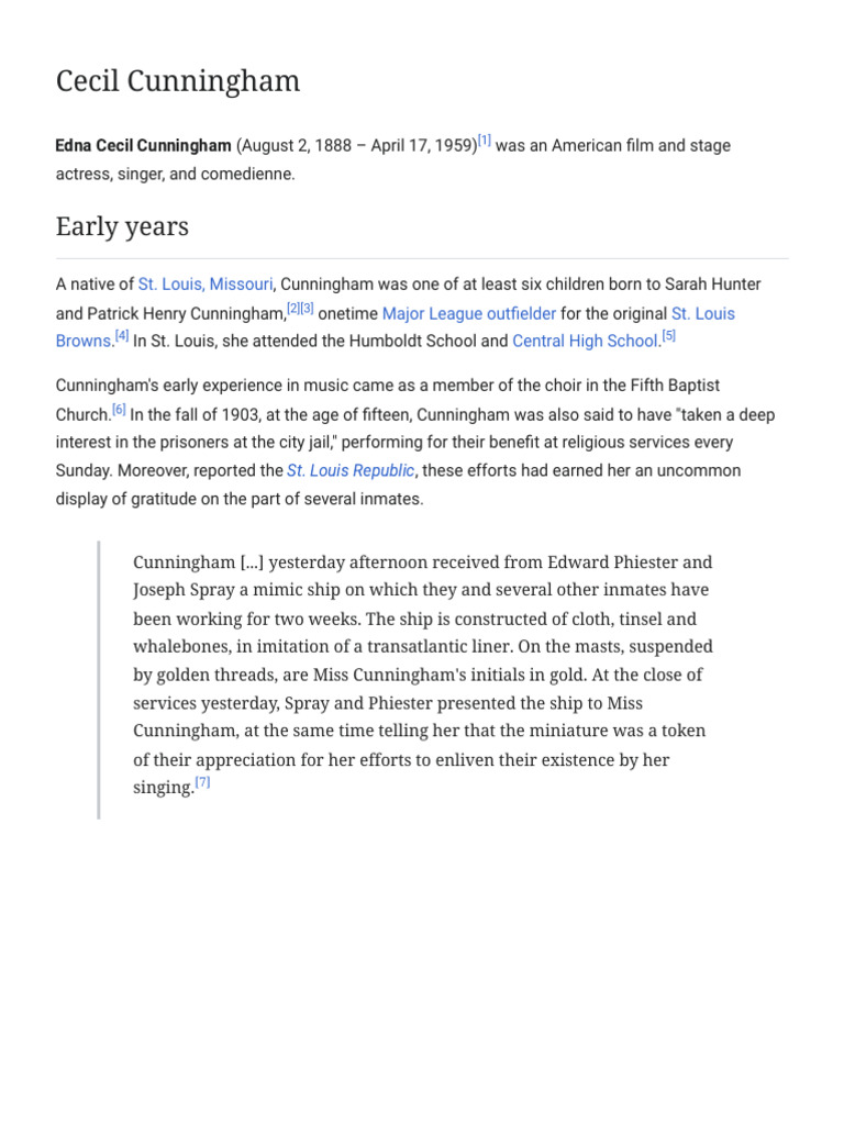 Cecil Cunningham - Wikipedia | PDF | Performing Arts
