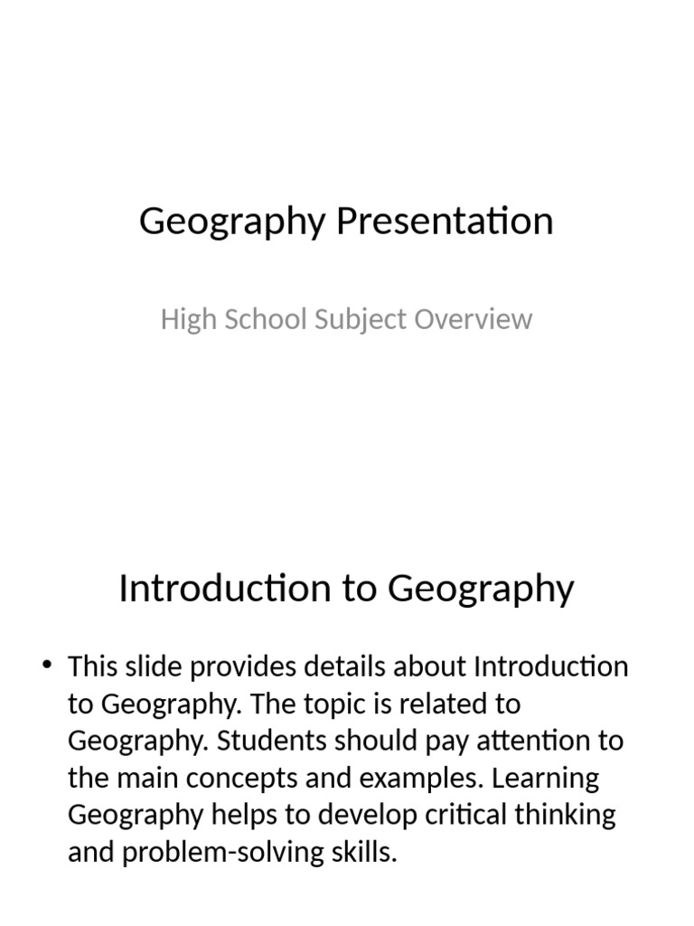 High School Geography Overview Guide | PDF | Critical Thinking | Geography