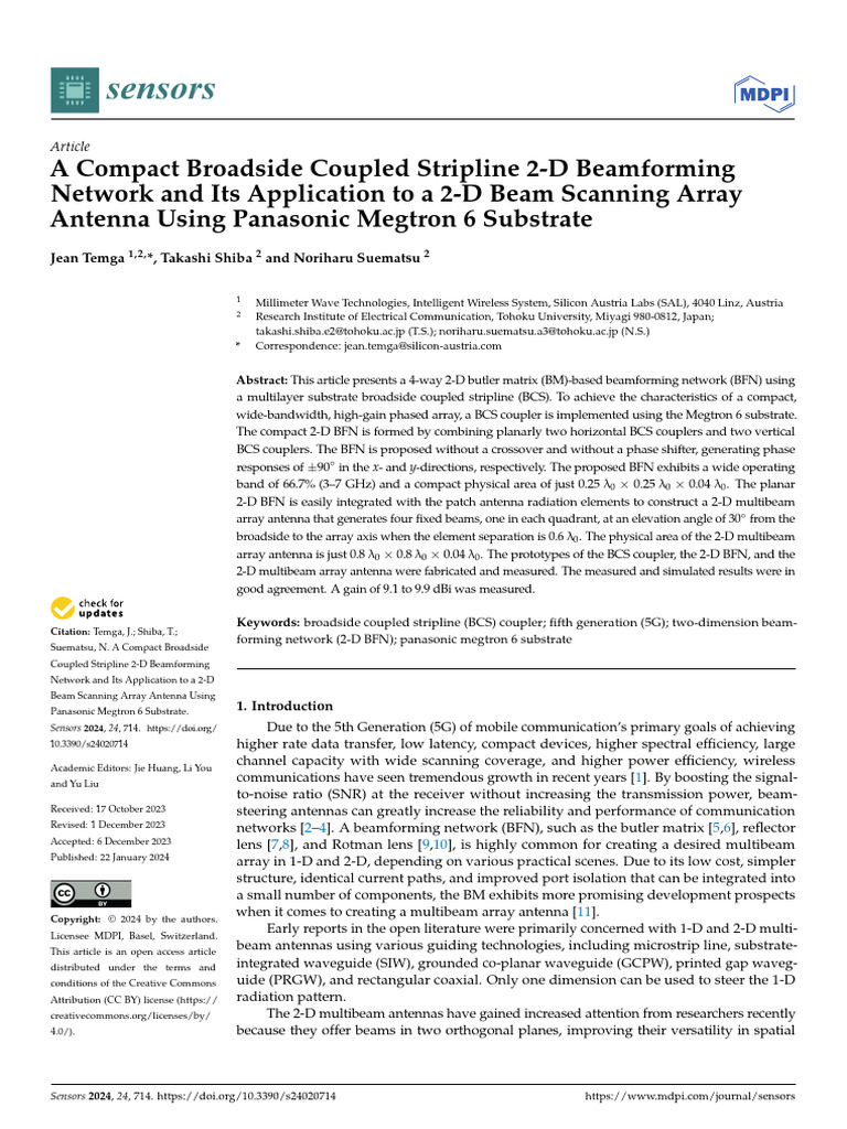 A Compact Broadside Coupled Stripline 2-D Beamform | PDF | Antenna (Radio) | Electromagnetic ...