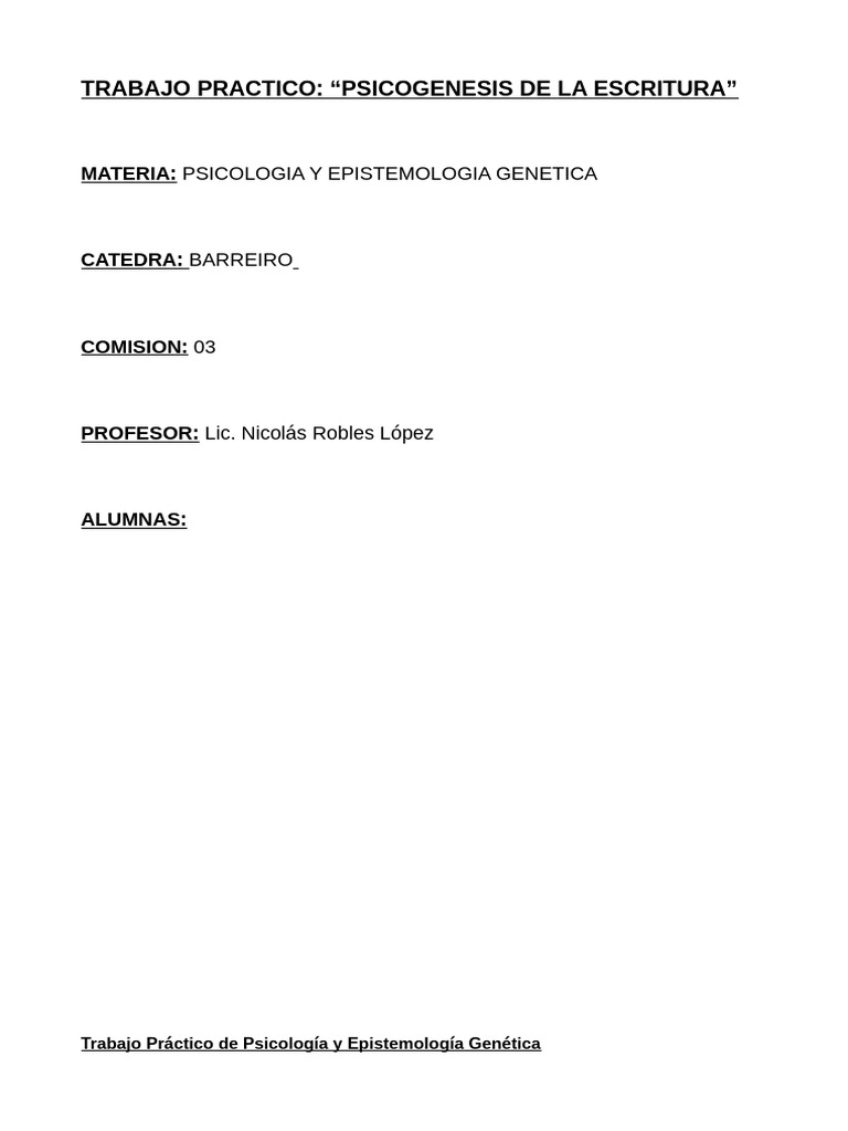 Psicogénesis de la Escritura en Niños | PDF