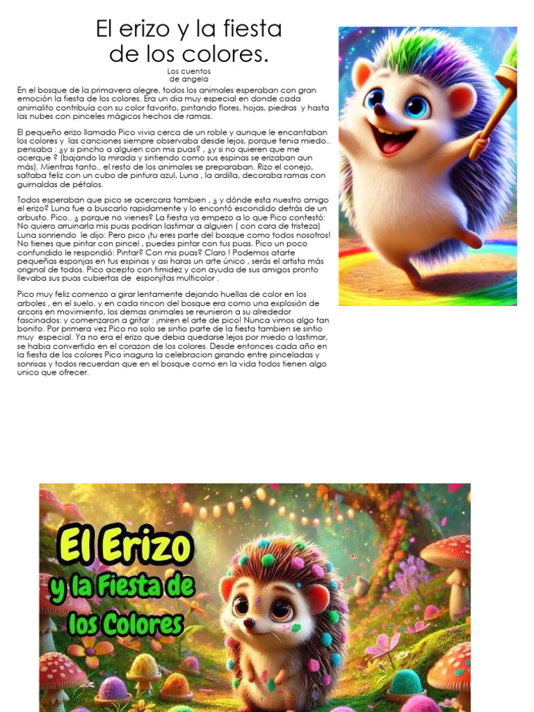 El erizo y la fiesta de colores | PDF