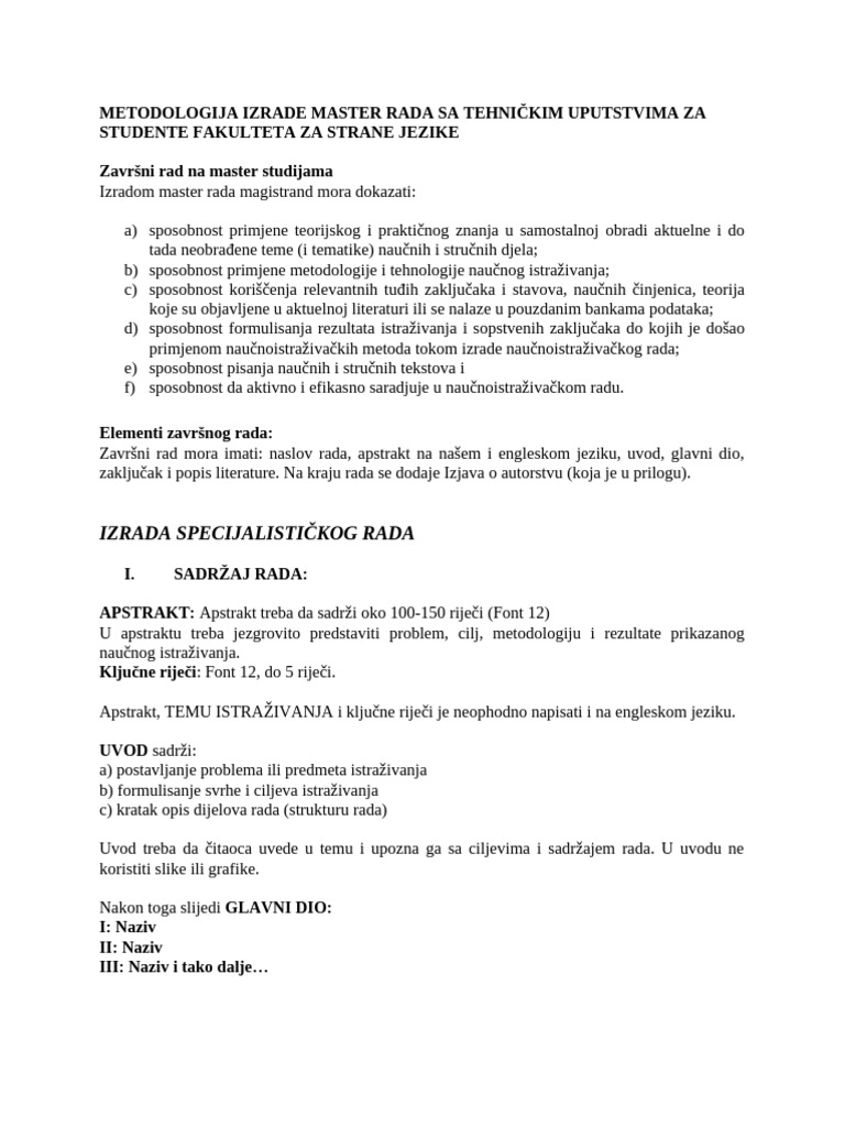 Medotologija Izrade Master Rada | PDF
