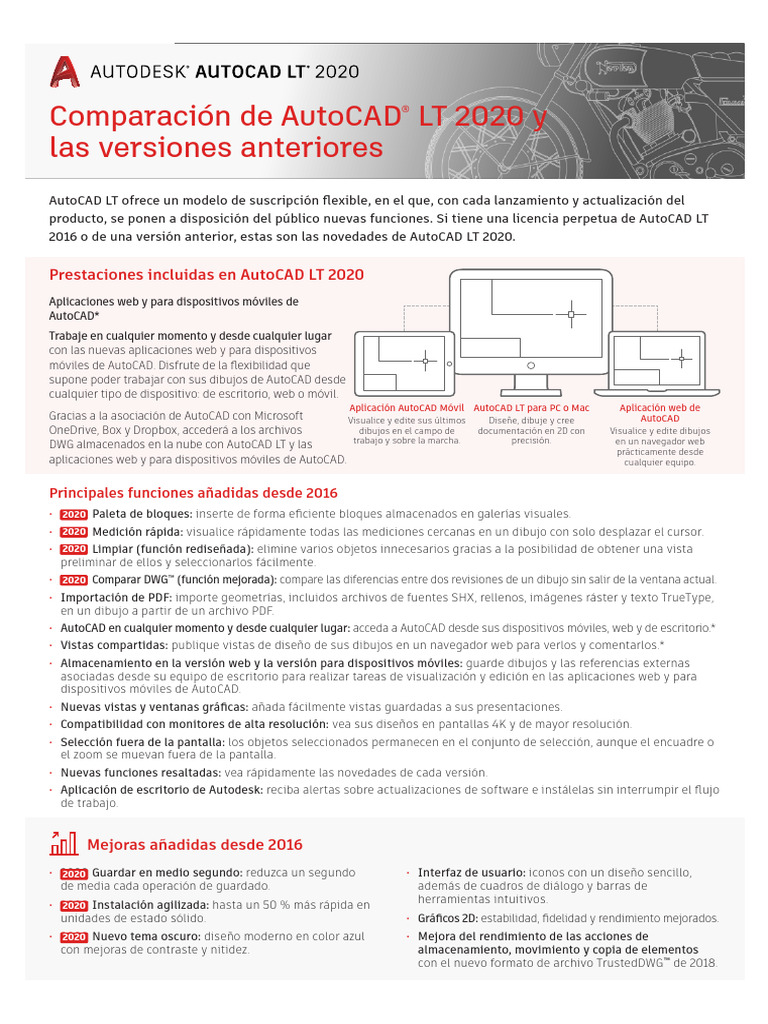 autocad-lt-2020-release-comparison-matrix-a4-es | PDF | Cad automático ...