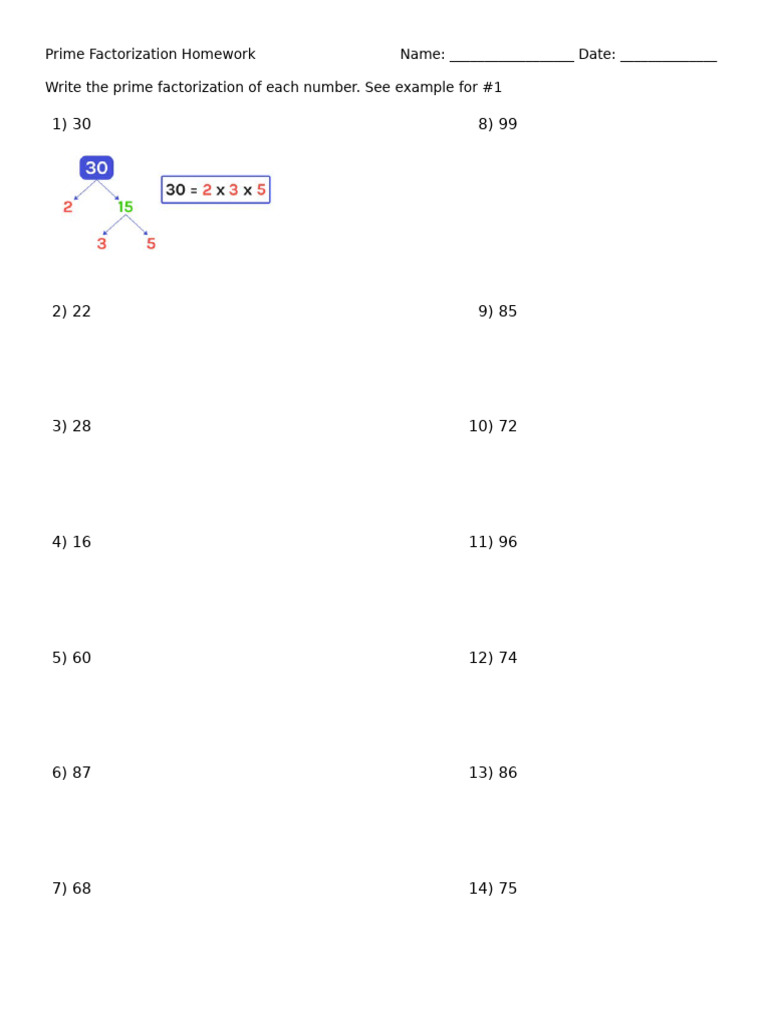 Prime Factorization Homework | PDF