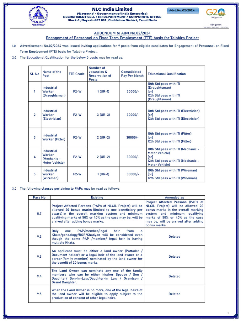 Talabira Project FTE Recruitment Update | PDF | Government | Justice