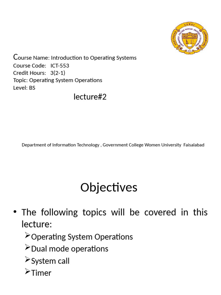 Lect 2 Operating System Operations | PDF | Operating System | Kernel ...