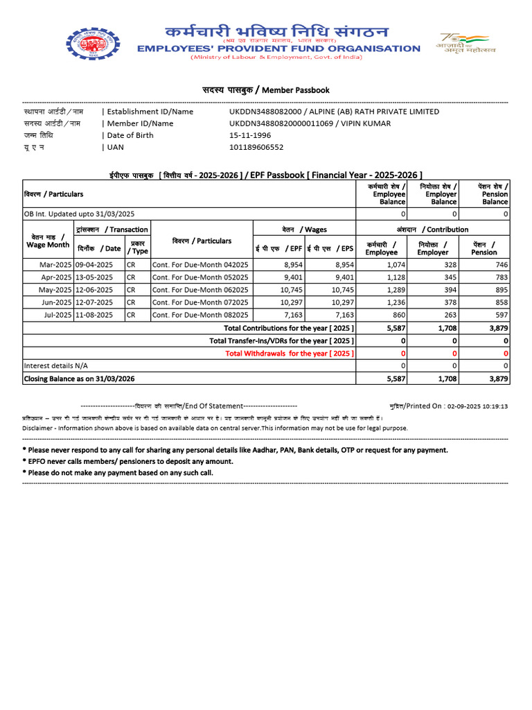 EPF Contributions for Due Months | PDF | Employment Compensation ...