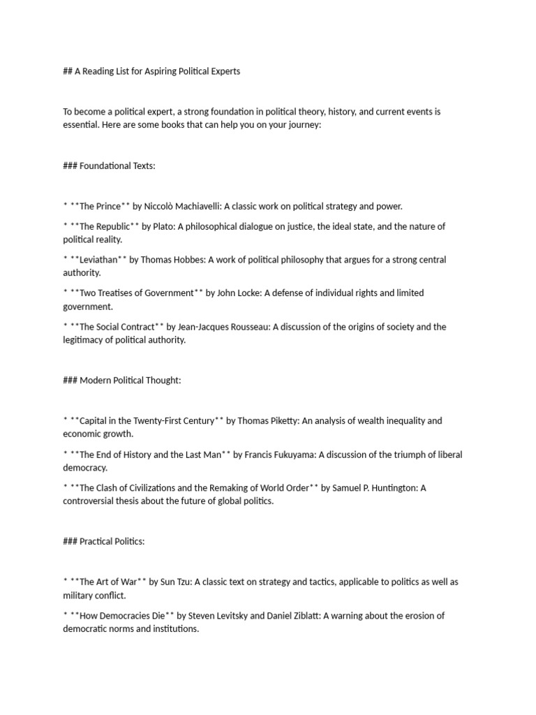 Essential Reads for Political Experts | PDF