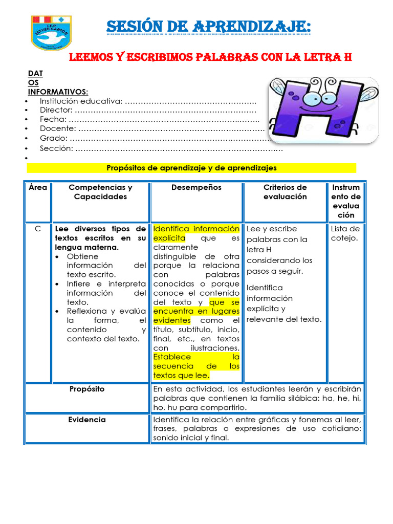 Leemos y escribimos con la letra H | PDF | Escritura | Comunicación humana