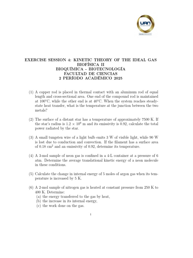 Exercise Session 4 Kinetic-Theory | PDF