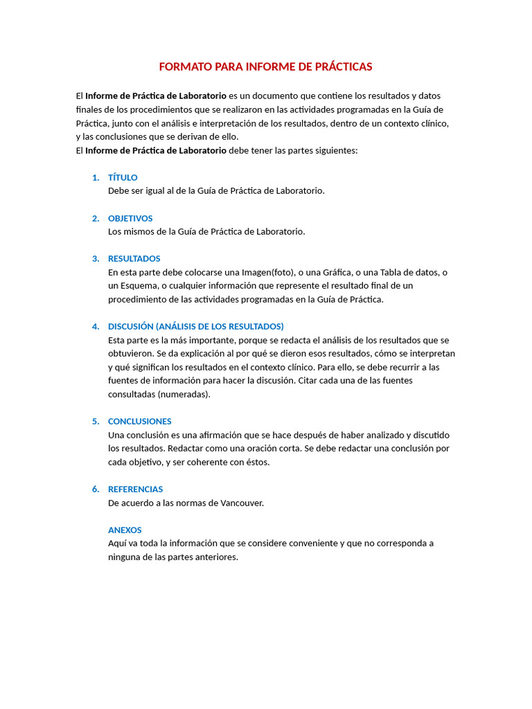 Formato para Informe de Prácticas | PDF