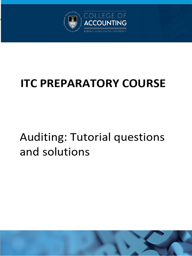 ITC Auditing Course: Questions & Solutions | PDF | Audit | Risk