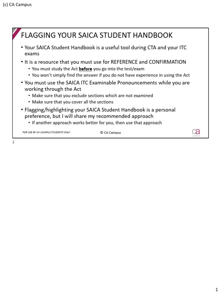 Flagging Your SAICA Student Handbook | PDF