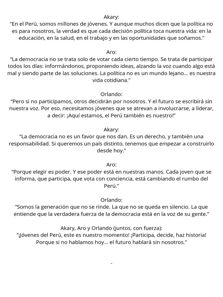 Akary "En El Perú, Somos Millones de Jóvenes. Y Aunque Muchos Dicen Que ...