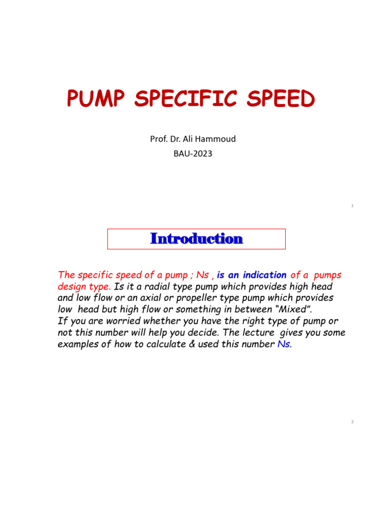 Understanding Pump Specific Speed | PDF | Motion (Physics) | Hydraulics