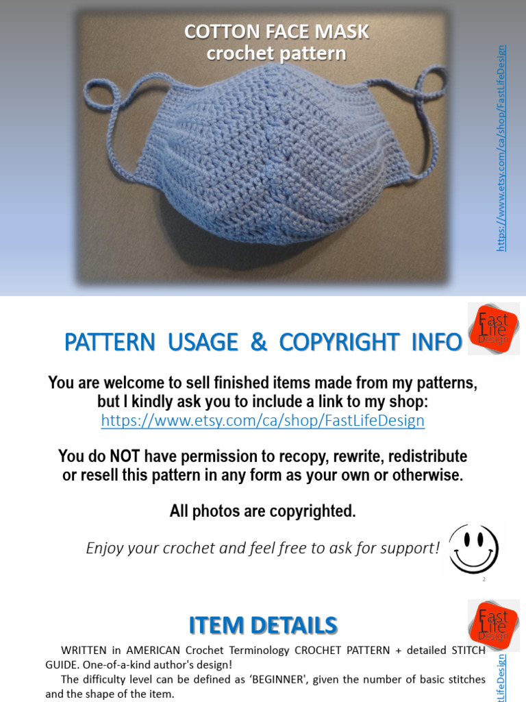 Beginner Crochet Face Mask Pattern | PDF | Crochet | Needlework