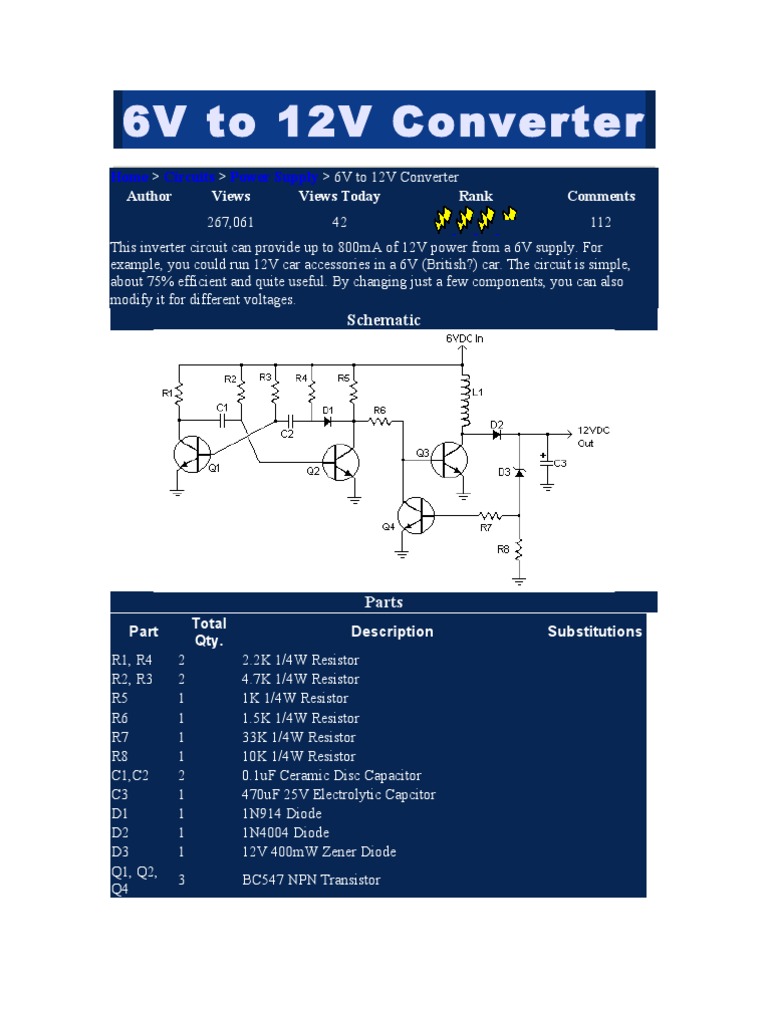 6V To 12V Converter | PDF | Power Supply | Electronic Circuits