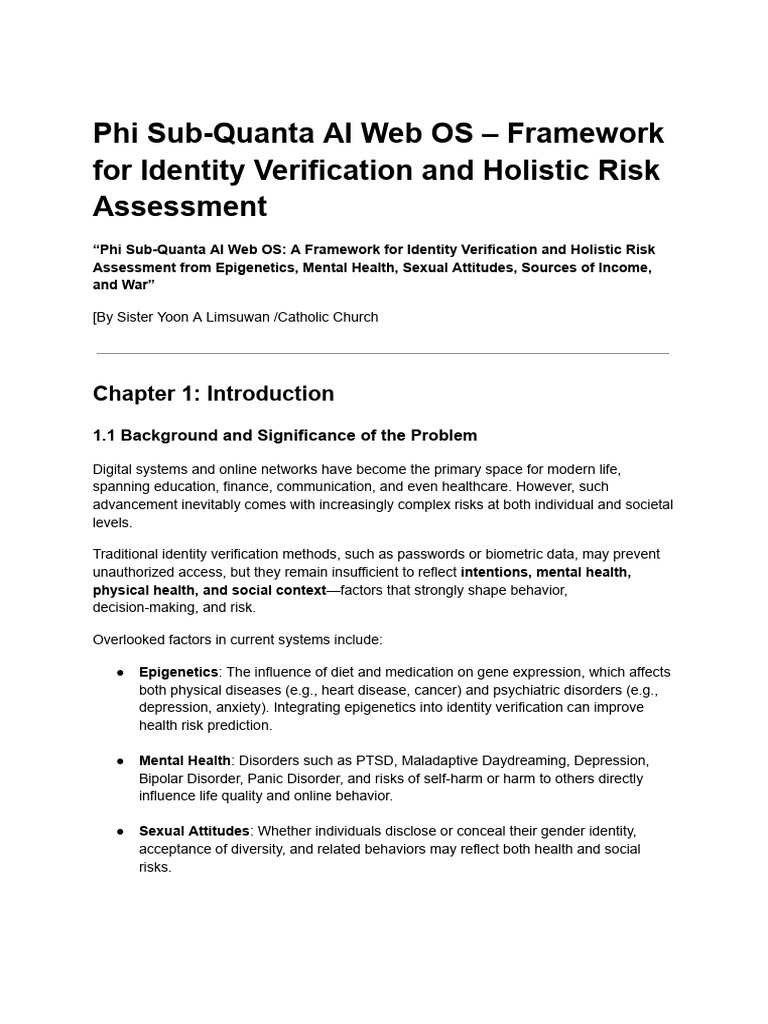 Phi Sub-Quanta AI: Identity Verification Framework | PDF | Mental ...
